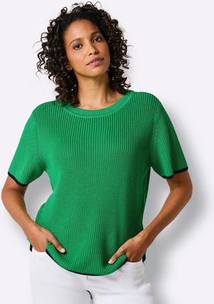 Cr&eacute;ation L T-Shirt Lyocell-Baumwoll-Pullover Kurzarm Rippoptik