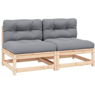 vidaXL Canap&eacute;s centraux de jardin coussins gris2pcs Bois de pin massif - Vidaxl