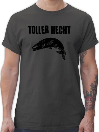 Shirtracer T-Shirt Herren - Angler Geschenke & Angeln Zubeh&ouml;r - Toller Hecht - XL - Dunkelgrau - Fischer Tshirt angelshirts Angel Fisch Shirt angelbekleidung Fis