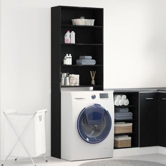 vidaXL vidaXL Meuble pour machine &agrave; laver Ch&ecirc;ne noir 64 x 24 x 190 cm