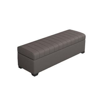 Generic Ottomane Aufbewahrungsbank F&uuml;r Wohnzimmer Und Schlafzimmer Eingangsm&ouml;bel Gepolsterter Oberseite Rechteckig Lange Aufbewahrungsbank Leder-Fu&szlig;st&uuml;tze(Gra