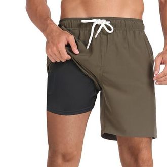 Generic Short de bain pour homme pour les activit&eacute;s de loisirs d&eacute;contract&eacute;es sur la plage et le sport avec coupe droite et plusieurs poches pour un confort ul