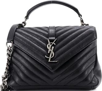 Saint Laurent Classic Monogram College Bag Matelasse Chevron Leather Medium crossbody bag - Schwarz