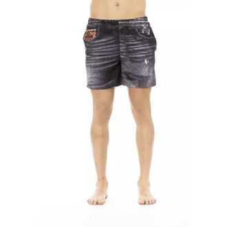 Just Cavalli Homme, Maillots de bain, Noir, Taille: XL Short de plage imprim&eacute; avec poches lat&eacute;rales