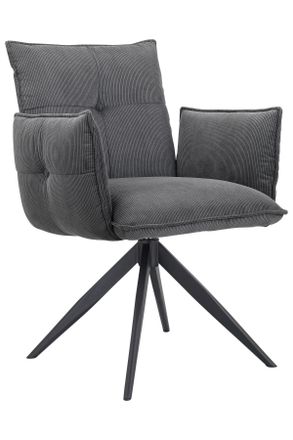 Novel Armlehnstuhl, Anthrazit, Schwarz, Metall, Textil, Drehkreuz, 63.5x85x63.5 cm, Stoffauswahl, Sitzfl&auml;che 360&deg; drehbar, Esszimmer, St&uuml;hle, Esszimmerst&uuml;hl