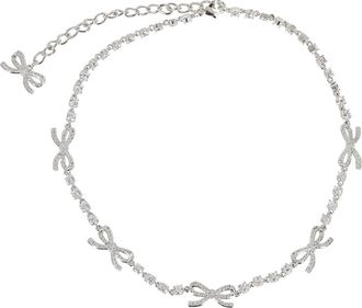 Self Portrait Femme, Accessoires, Gris, Taille: ONE Size Crystal Bow Necklace