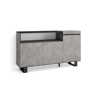 Skraut Home | Sideboard, Highboard | Kommode, Komodenschrank | 150x87x35cm | 3 T&uuml;ren | Industriedesign | Moderner Stil | Zement