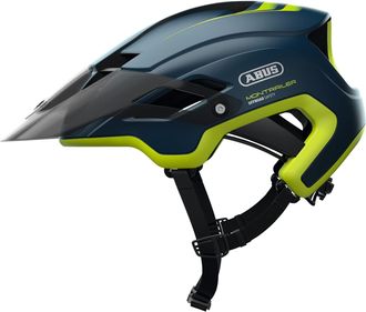 ABUS Mountainbike-Helm MonTrailer - Robuster Fahrradhelm f&uuml;r den Gel&auml;ndeeinsatz - Unisex - Blau/Gelb, Gr&ouml;&szlig;e M