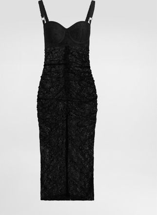 Dolce & Gabbana Kleid Aus Spitze In Midil&auml;nge - Frau Kleider Schwarz 38