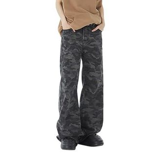 Generic Jean Homme Jeans Homme Pantalon en Jean &Eacute;t&eacute; Imprim&eacute; Ample Coupe Droite - Volume Tendance Et L&eacute;g&egrave;ret&eacute; pour Saison Chaude