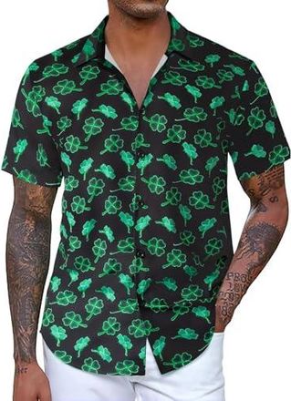 Generic Chemise hawa&iuml;enne de croisi&egrave;re boutonn&eacute;e pour homme - Chemise d&eacute;t&eacute; tropicale hawa&iuml;enne &agrave; manches courtes - Chemise vintage Cara&iuml;bes d&eacute;contract&eacute;e &agrave; rev