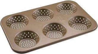 Zenker 7313 Moule &agrave; Pain Rond 6 Empreintes, Moule &agrave; Brioche, Dor&eacute;, Acier, 33,5 x 22 x 3 cm, Or