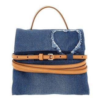 Moschino Femme, Sacs, Bleu, Taille: ONE Size Tie Me Small Handbag