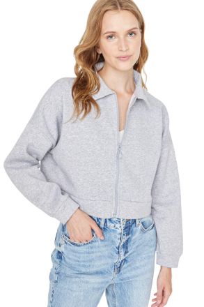 Trendyol Trendyol Damen Rollkragen, einfarbig Sweatshirt, grau, 32