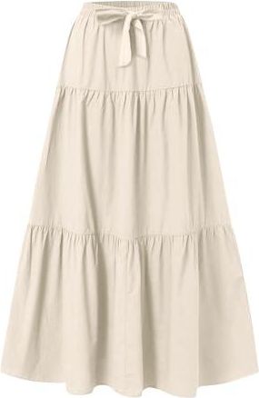 Generic Jupe d&eacute;contract&eacute;e et &eacute;l&eacute;gante pour femme - Couleur unie - Taille &eacute;lastique - Pliss&eacute;e - Argent&eacute;, beige, XXL
