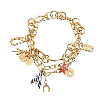 Patrizia Pepe Bracelet double cha&icirc;ne avec breloques - Femme - Accessoires - Jaune - Taille: ONE Size