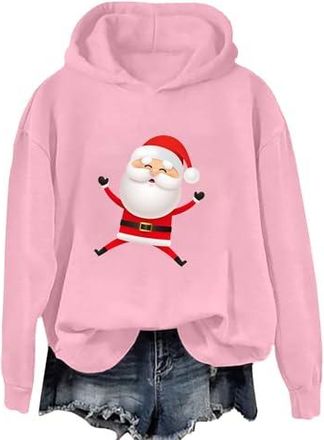 Generic HUIFUAO Sweat à capuche de Noël pour femme - Joli Père Noël - Grande taille - Tenue de Noël à manches longues - Pull amusant et tendance - Cadeau idéa