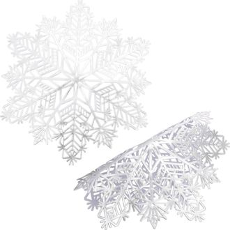 BESPORTBLE 2 St&uuml;ck Weihnachts Tischsets Schneeflockenform Dekorative Platzsets 38cm Silberfarben Sch&uuml;tzendes Material f&uuml;r Festliche Party Dekoration