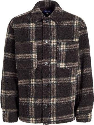 Jack & Jones Veste Polaire Homme avec Boutons, col, Motif Carreaux Teddy, Couleurs:Marron, Taille:XXL