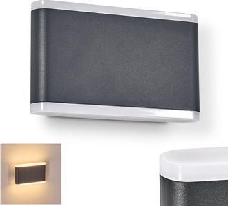 HOFSTEIN LED Außenwandleuchte Gamas, Außenwandlampe aus Metall/Kunststoff in Anthrazit/Weiß, moderne Wandleuchte für Garten, Außenfassade, Terrasse, Hof, 12 Wa