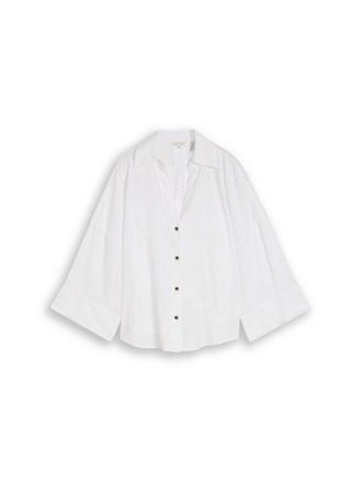 Tom Tailor Langarmbluse Blusen & Shirts Oversize Bluse mit Leinenanteil