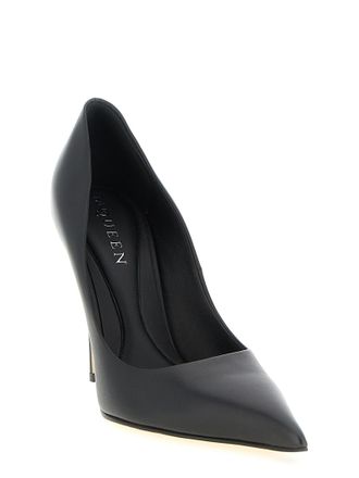 Alexander McQueen Womens Calfskin Leather Pointed-Toe Pump Black