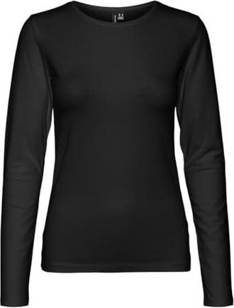 Vero Moda Vmlulu Ls Haut à col Rond JRS GA Noos T-Shirt Manches Longues, Noir, XL Femmes