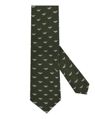 Emporio Armani Seidenkrawatte mit Logo-Muster und Diagonalstruktur in