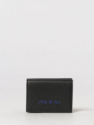 Marni Portefeuille triple en cuir grain&eacute; avec logo brod&eacute;