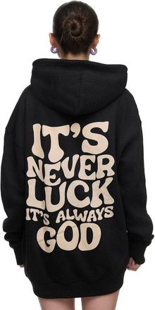 Worldclassca Hoodie Worldclassca Oversized LUCK Print Hoodie Kapuzenpullover Sweatshirt PRINT ITS NEVER LUCK ITS ALWAYS GOD
