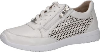 Caprice Damen Sneaker flach aus Leder mit Reißverschluss, Weiß (White Nappa), 40 EU