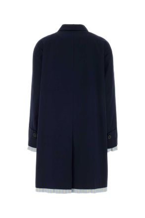Miu Miu Womens Dark Blue Poplin Trench Overcoat Royal Exterior: Cotton Cappotti