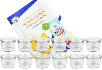 MamboCat 12er Set Weckgläser Sturzglas mit Deckel 80 ml I Original Weck Sturzglas Dessertglas I Einweckgläser mit Deckel für Kuchen Gelees UVM I inkl. Diamant-