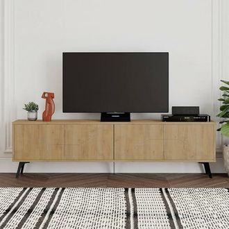 Dmora TV-Möbel Aljanah 180x29,6x50 cm Braun mit Regal
