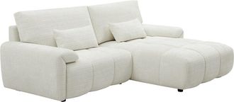 Vente-Unique Ecksofa - Ecke rechts - Chenille-Stoff - Offwhite - ANELKO