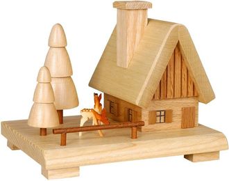 Rudolphs Schatzkiste R&auml;ucherhaus Haus mit Rehen BxHxT 15x12x11cm NEU Rauchen Rauchfigur Rauchmann R&auml;ucherfigur R&auml;ucherkerze Smoker Kerze Figur Mann Holz Seiffen Erzgebirge