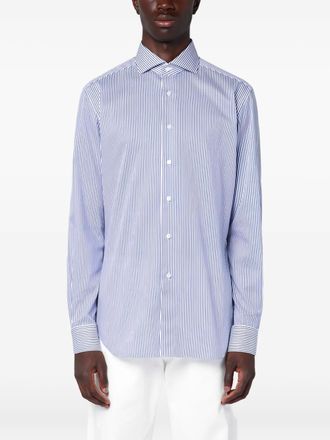 Xacus chemise en coton &agrave; rayures - Bleu