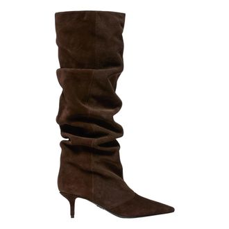 Aniye By Bottes hautes en daim fronc&eacute; - Femme - Chaussures - Brun - Taille: 37 EU