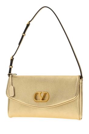 Valentino Garavani Womens Gold Nappa Leather Devain Shoulder Bag Mekong Borse A Mano