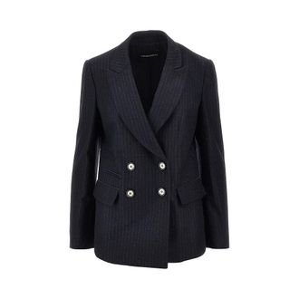 Emporio Armani Pinstriped wool-blend double-breasted jacket Woman 40