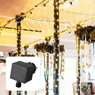 Hellum Hellum-Lichternetz außen warmweiße Buschbeleuchtung 200 warm-weiße LED 3x3m für Balkon Hauswand Beleuchtung von Pavillon Garten für Party Weihnachten 