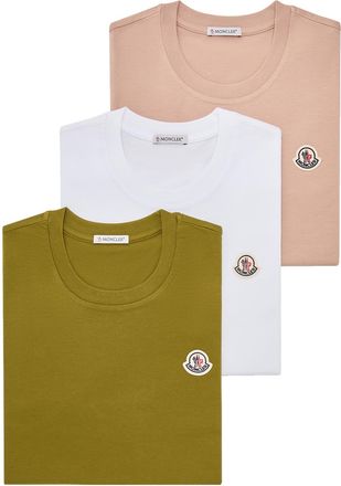 Moncler Moncler Logo Patch Cotton T-shirt (pack Of Three), Women, Multicolour, Size: Xl
