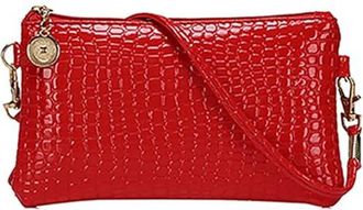 Generic Sac &agrave; bandouli&egrave;re Messenger en cuir synth&eacute;tique avec fermeture &eacute;clair Satchel Sac &agrave; main pour femme Sac &agrave; bandouli&egrave;re pour t&eacute;l&eacute;phone portable (rouge, 