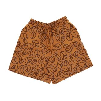 HUF Burnt Orange Weite Kurze All Over Print - - Shorts - Damen - Orange - S