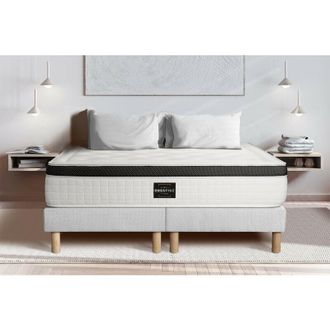 Prestige Literie Prestige Literie - Ensemble matelas sommier Privilège 160 x 200 cm - Couleur : Blanc
