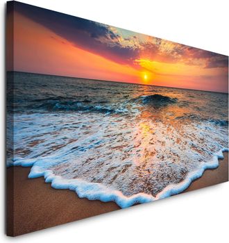 Paul Sinus Art GmbH Strände und Sonnenuntergang 120x 50cm Panorama Leinwand Bild XXL Format Wandbilder Wohnzimmer Wohnung Deko Kunstdrucke