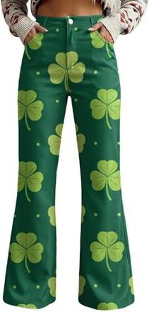 Generic HUIFUAO Pantalon de la Saint-Patrick pour femme - Pantalon tr&egrave;fle amusant - Costume irlandais de la St Paddys Day - Pantalon de tr&egrave;fle irlandais - Tai