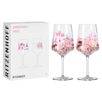 Ritzenhoff Ritzenhoff 3461009 Sommersonett Lot de 2 verres à apéritif 500 ml - Série Sommersonett - Motif prairie fleurie - Fabriqué en Allemagne, Rose, Violet, 