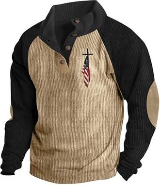 Generic Pull à col rond pour homme - Sweat-shirt américain en velours épais - Chaud et résistant au froid - Sweat-shirt dhiver (kaki, S)