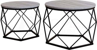 Home Discount Home Discount - Brooklyn Rundes Geometrisches Nest Beistelltische Set 2er, mdf, Grau